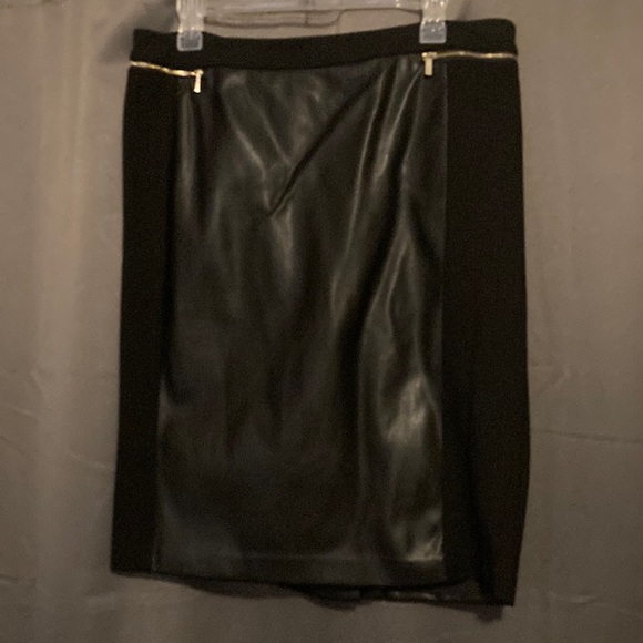 Karl Lagerfeld | Skirts | Karl Lagerfeld Leather With Fabric Side Panel ...